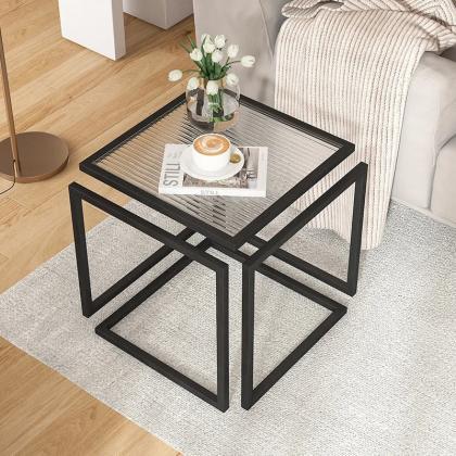 Modern Black Frame Glass Top Side Table on Luulla