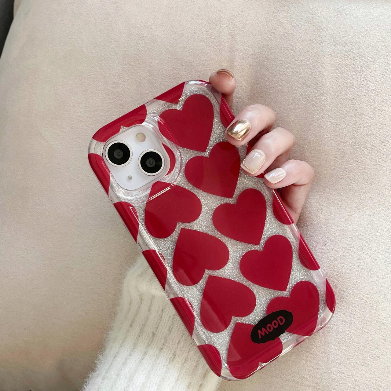 Sparkly Red Heart Patterned Mood Phone Case on Luulla