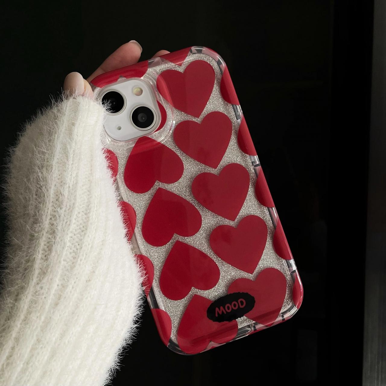 Sparkly Red Heart Patterned Mood Phone Case on Luulla