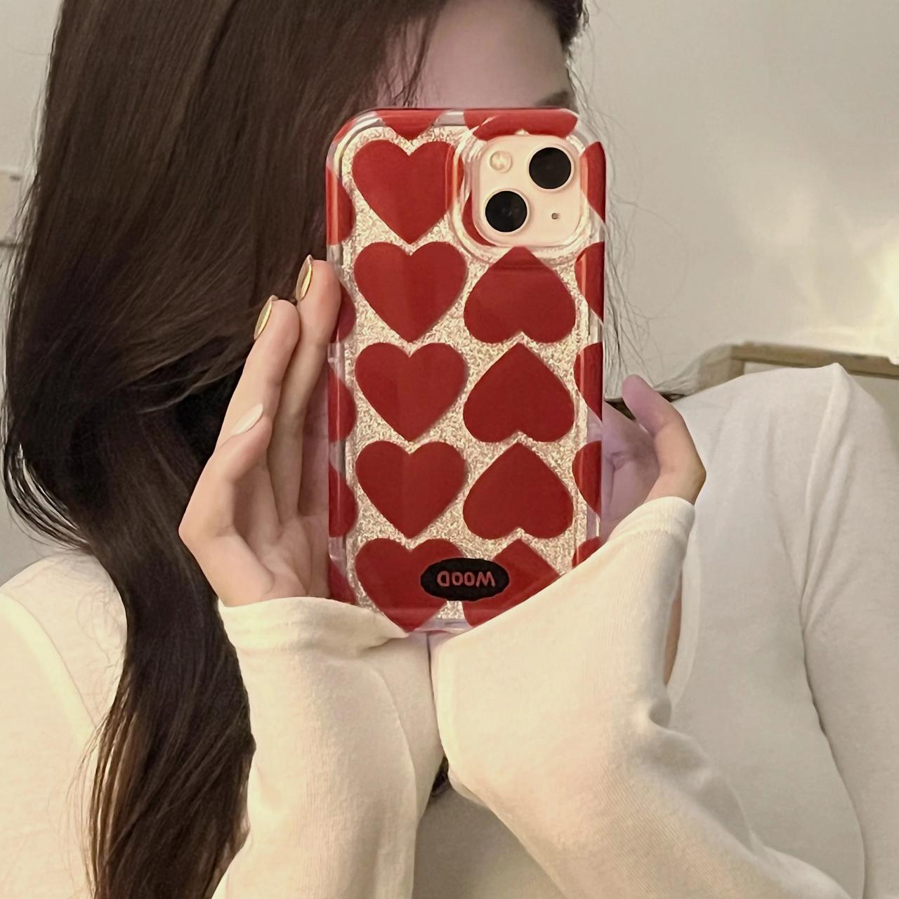 Sparkly Red Heart Patterned Mood Phone Case on Luulla