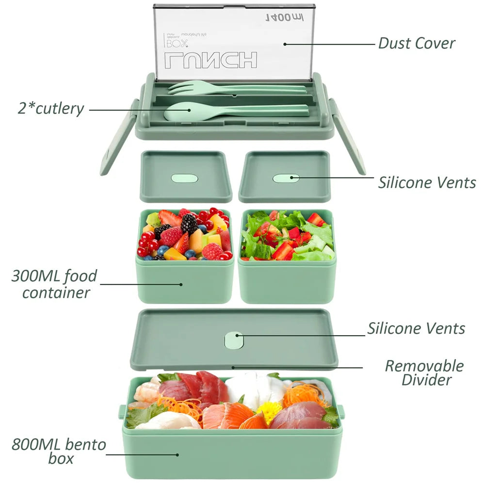 Stackable 1400ml Lunch Box With Utensils on Luulla