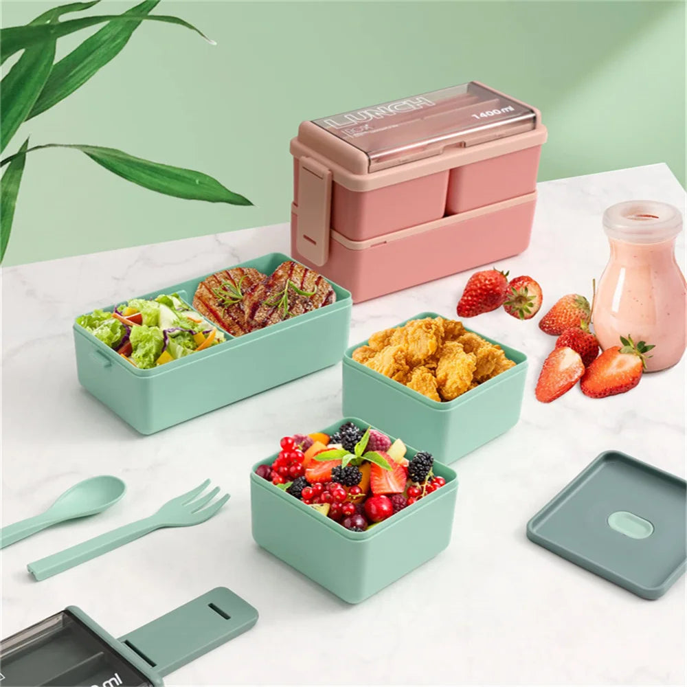 Stackable 1400ml Lunch Box With Utensils on Luulla