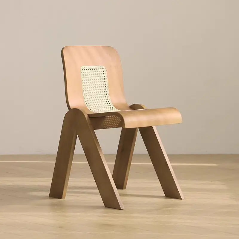 Modern Wooden Chair With Rattan Backrest Design on Luulla