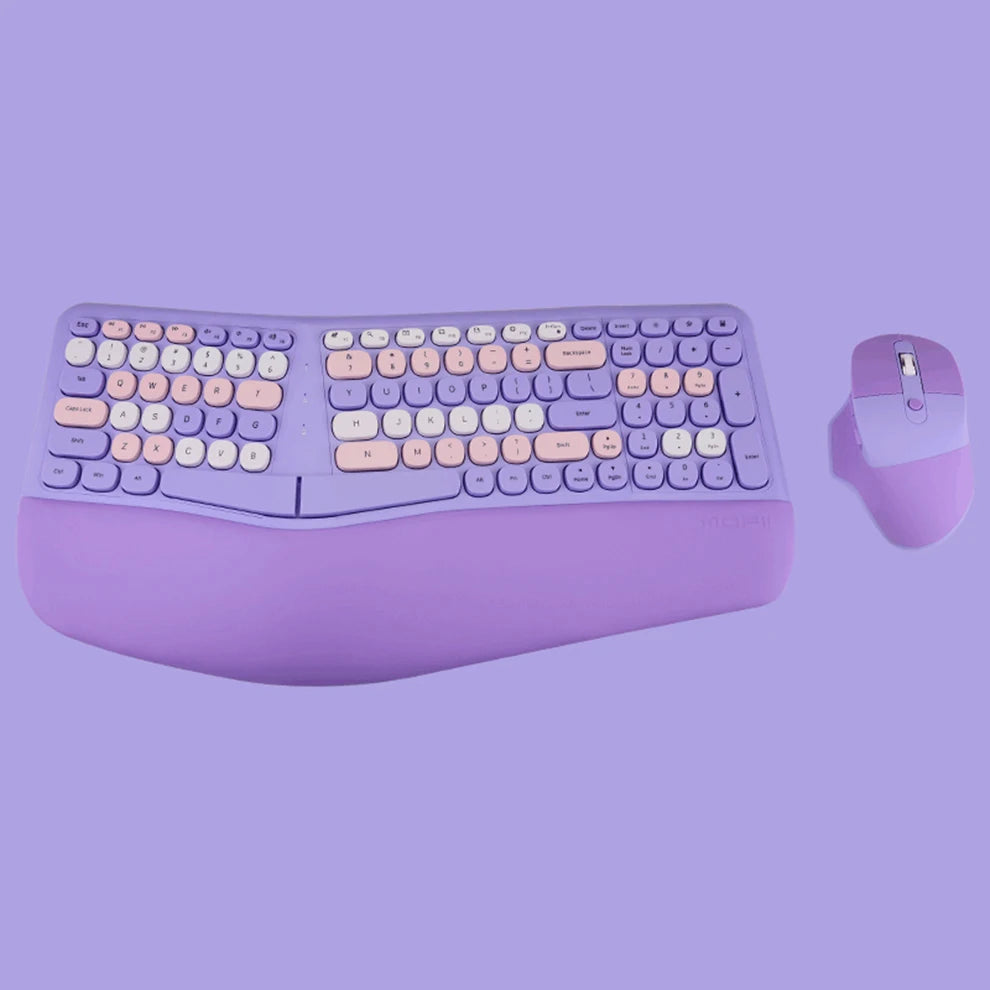Ergonomic Wireless Keyboard And Mouse Combo In Lavender on Luulla