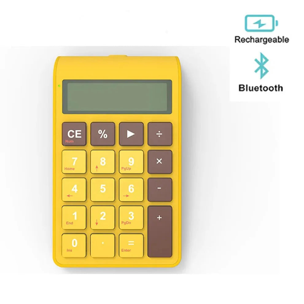 Compact Yellow Rechargeable Bluetooth Numeric Keypad on Luulla