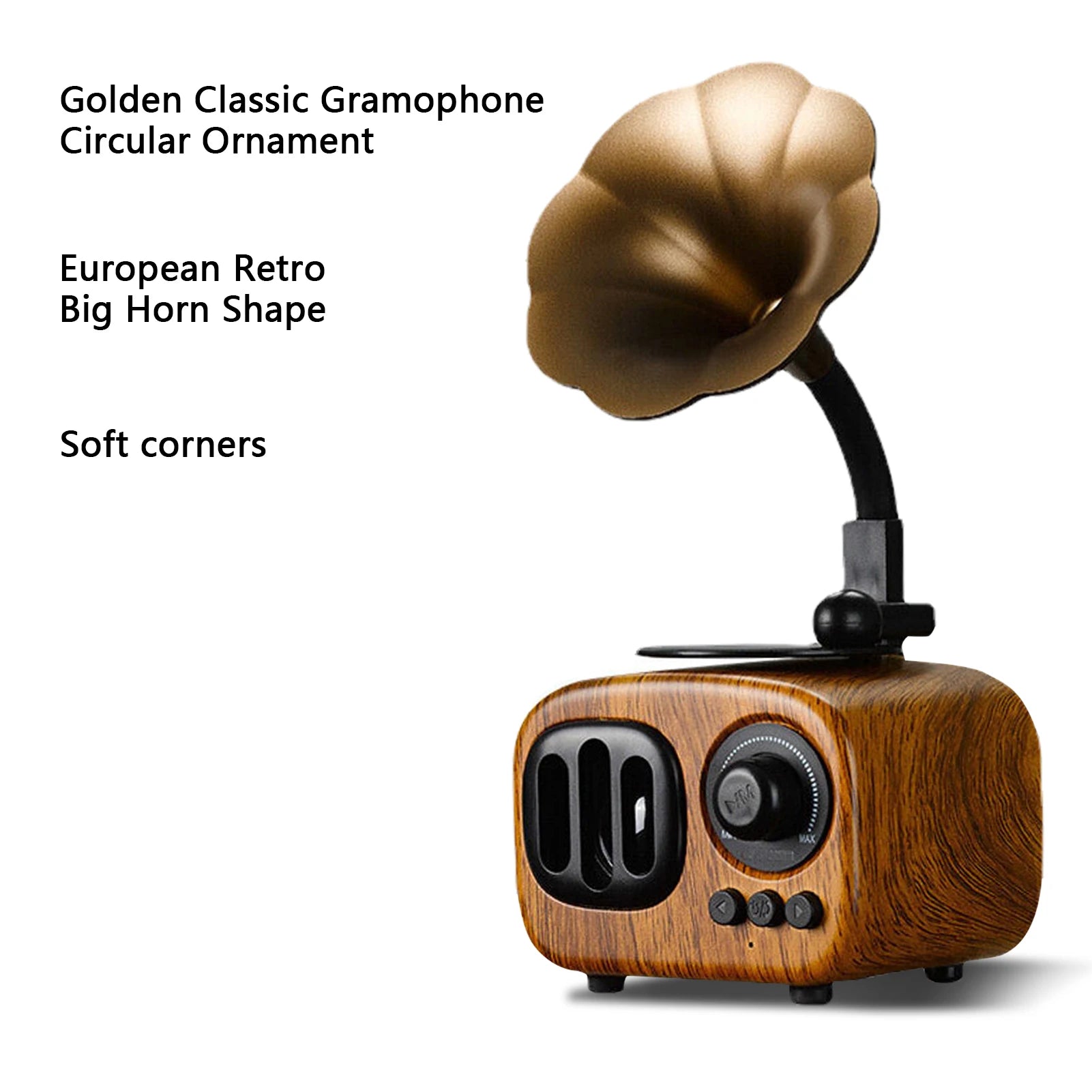 Vintage Wooden Bluetooth Speaker With Flower Horn on Luulla