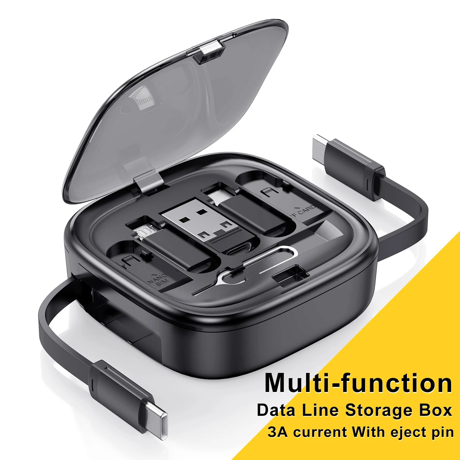 Portable Universal 3-in-1 Usb Charging Cable Storage Case on Luulla
