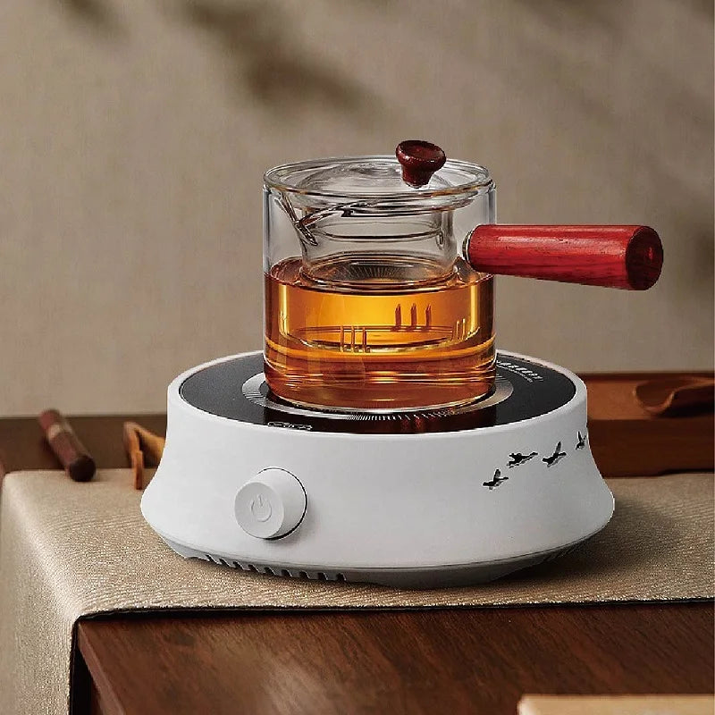 Portable Electric Glass Teapot Warmer With Wooden Handle on Luulla