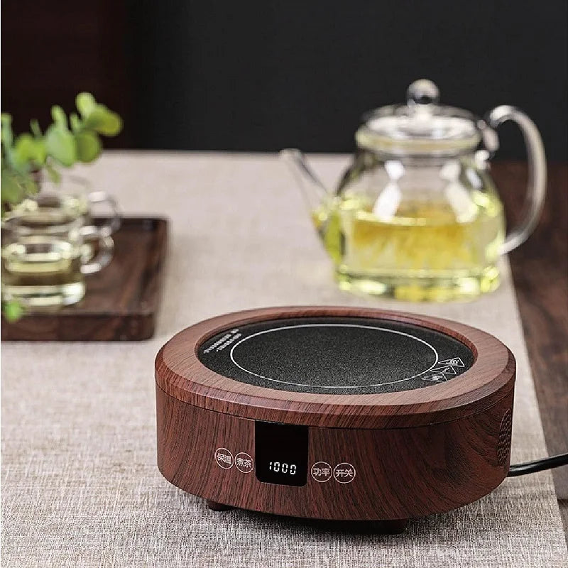 Elegant Wooden Electric Tea Kettle Warmer With Digital Display on Luulla