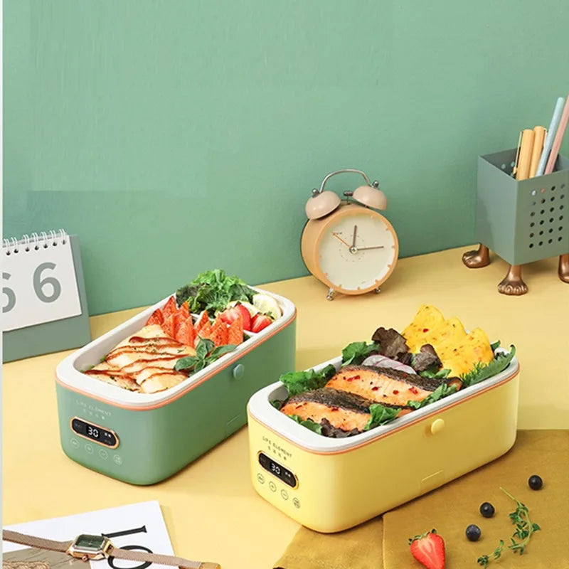Portable Smart Heated Lunch Box With Timer, Dual Compartments on Luulla