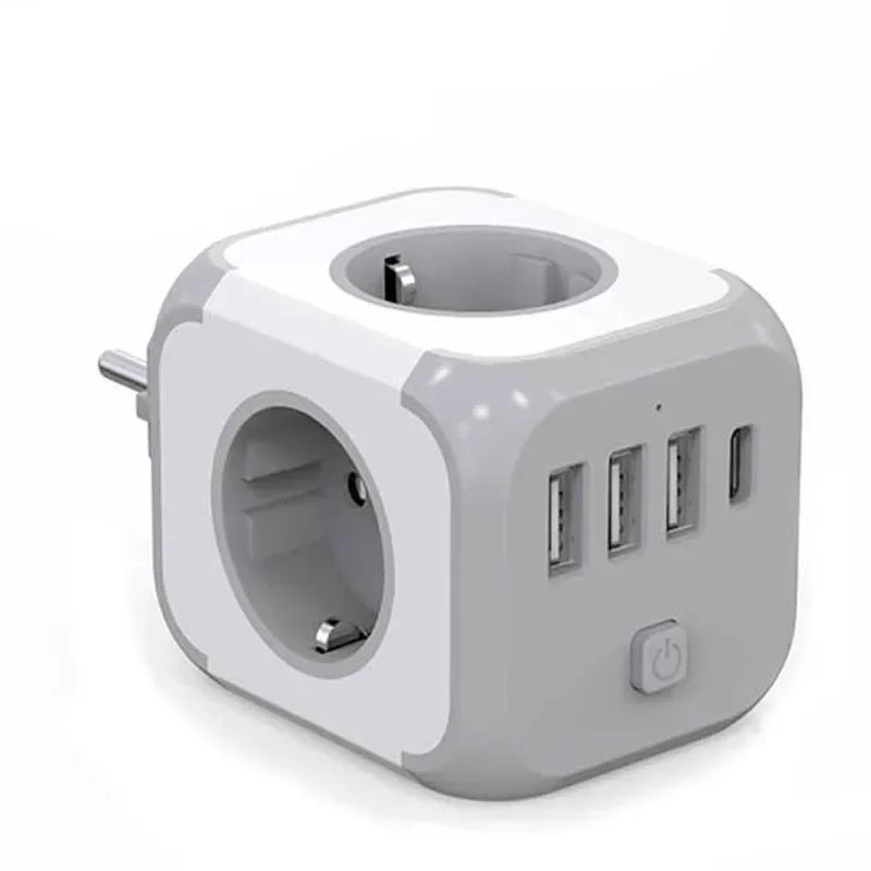 Cube-shaped Multi-outlet And Usb Charging Station Adapter on Luulla