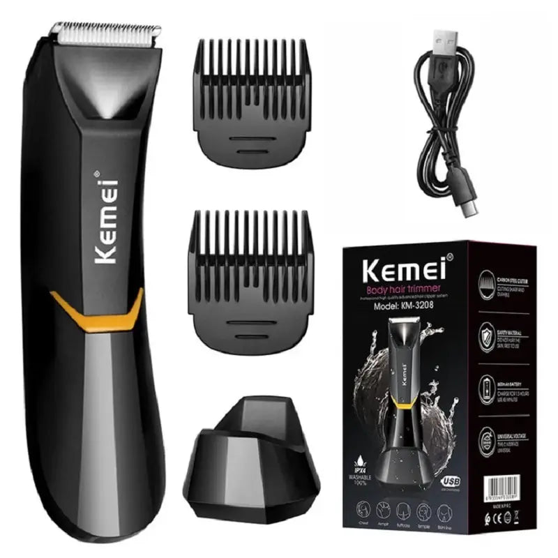 Kemei Km-3208 Rechargeable Body Hair Trimmer With Accessories on Luulla