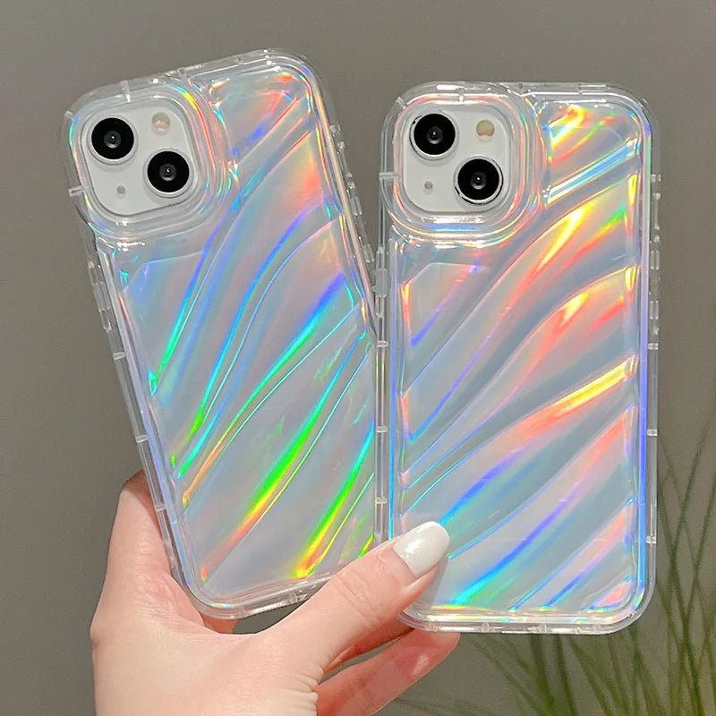 Holographic Rainbow Wave Iphone Case Cover Pair on Luulla