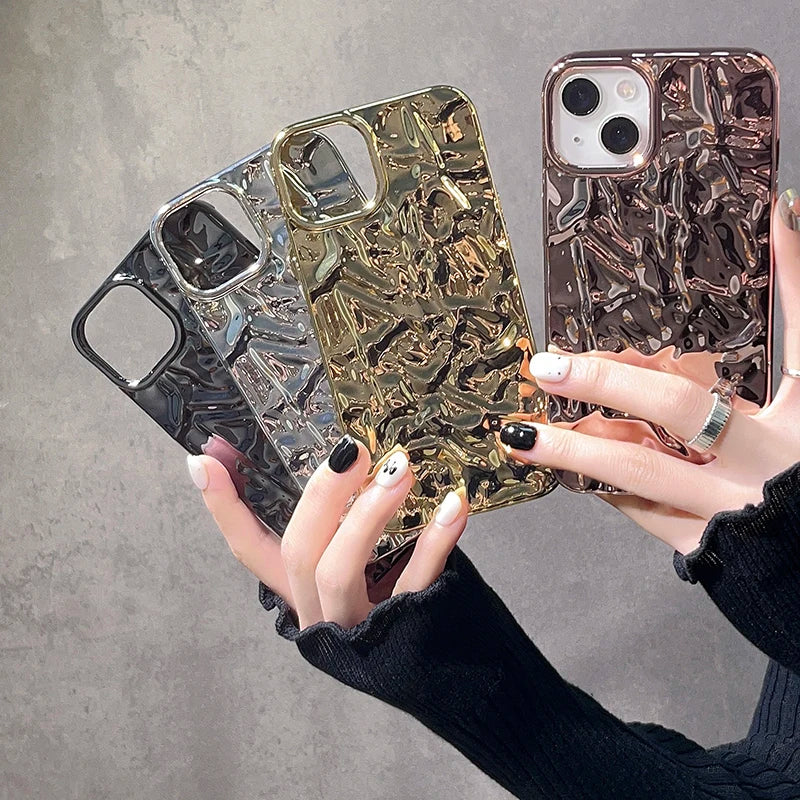 Shiny Metallic Textured Phone Cases Assorted Colors on Luulla