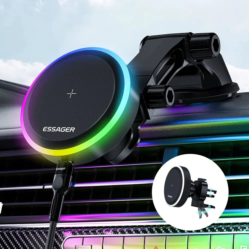 Magnetic Wireless Car Charger With Rgb Lights on Luulla