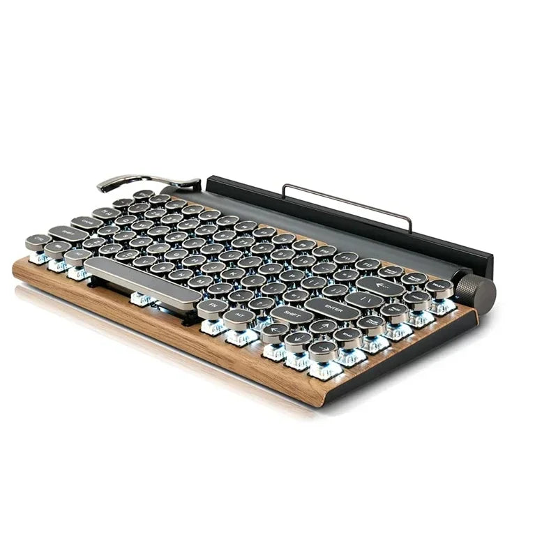 Retro Mechanical Keyboard With Round Keycaps And Stand on Luulla