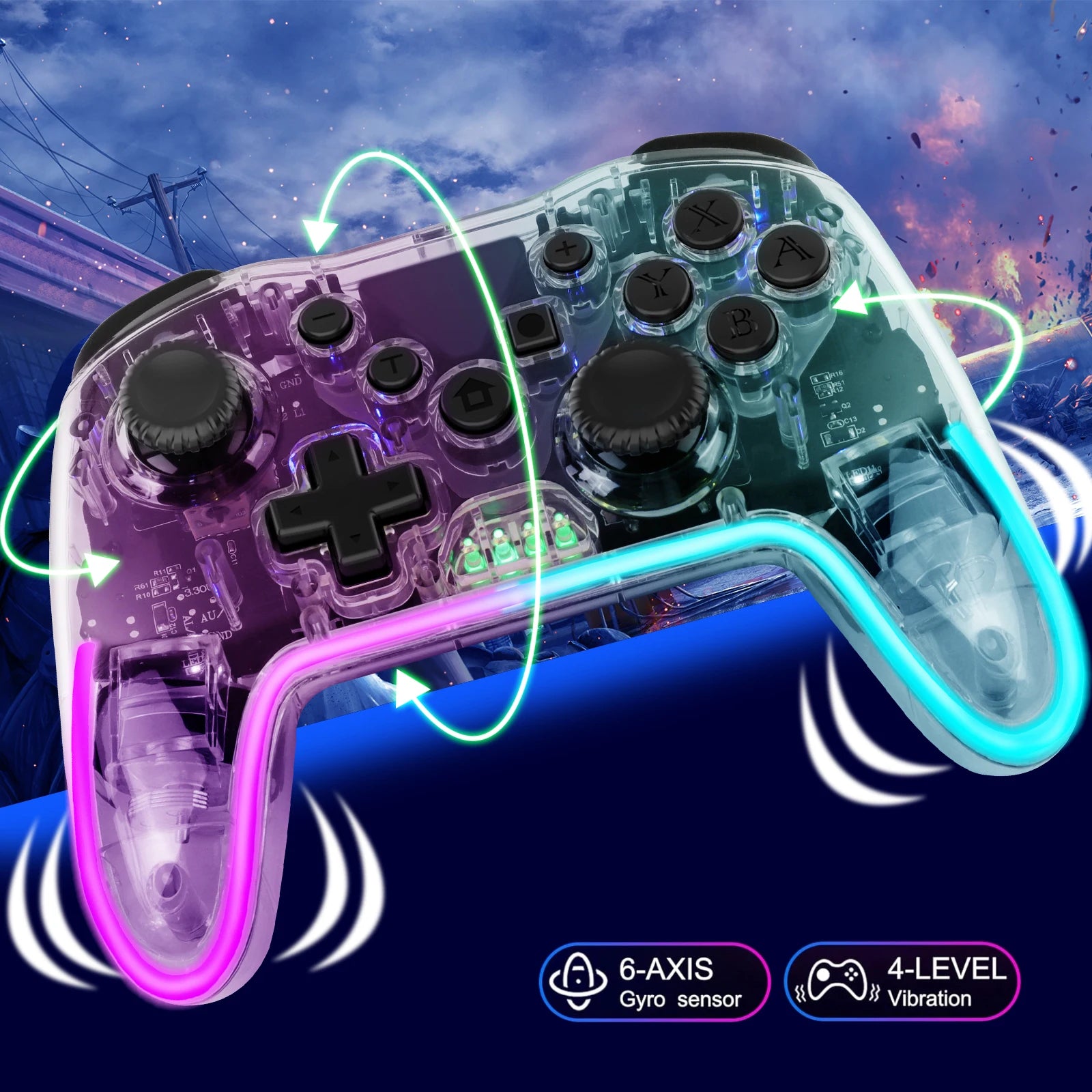 Wireless Rgb Gaming Controller With 6-axis Gyro on Luulla