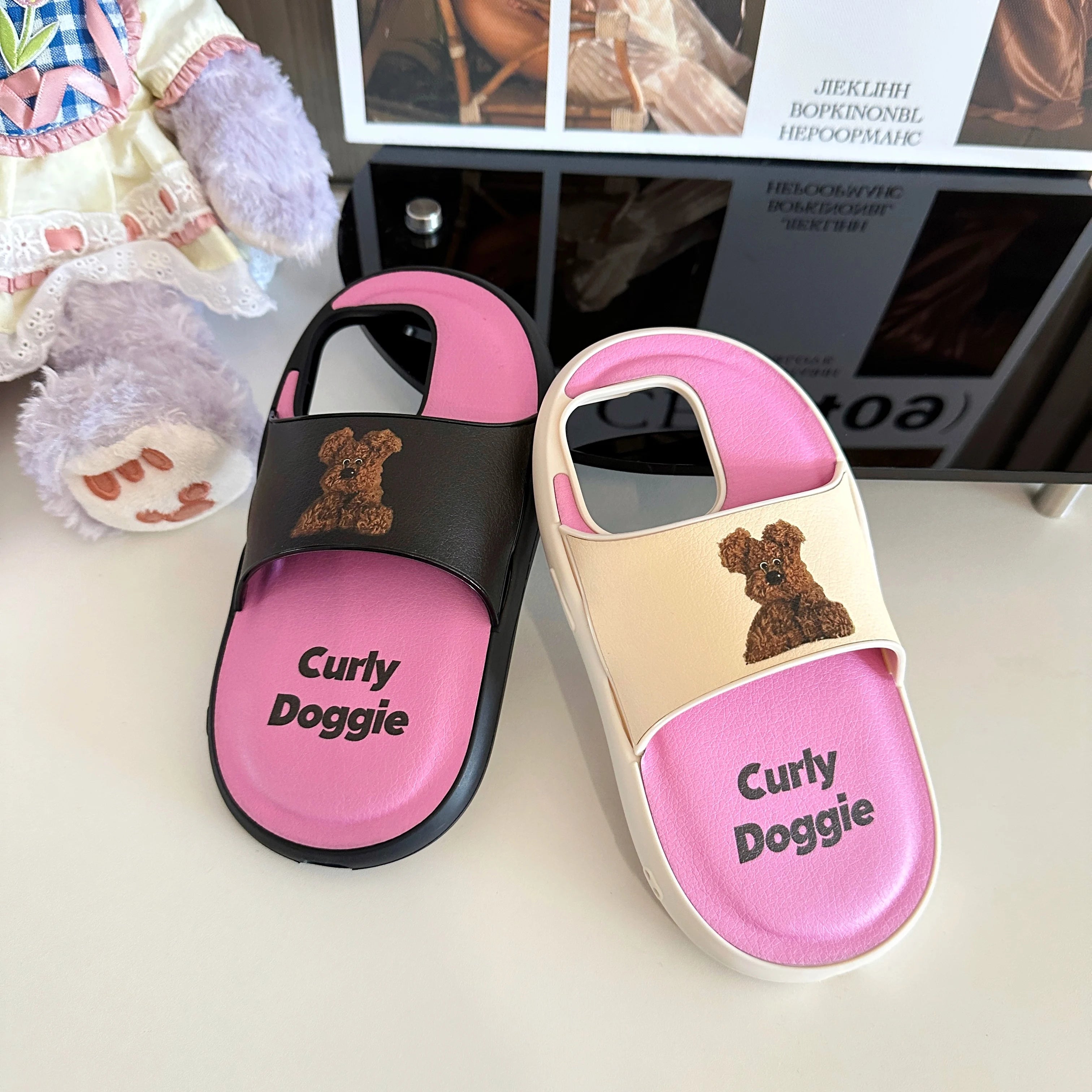 Cute Curly Doggie Kids Room Slippers Pair on Luulla