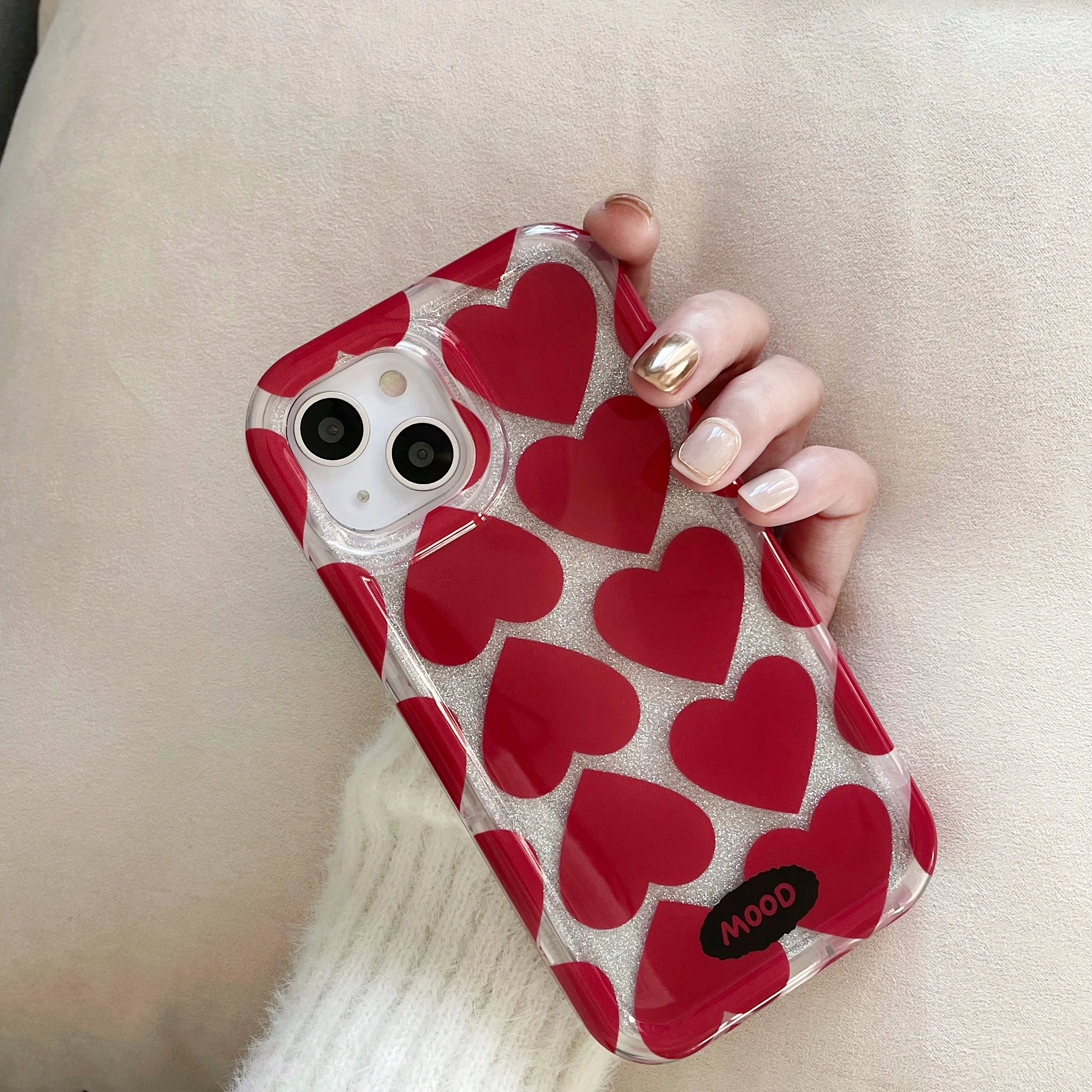 Sparkly Red Heart Patterned Mood Phone Case on Luulla