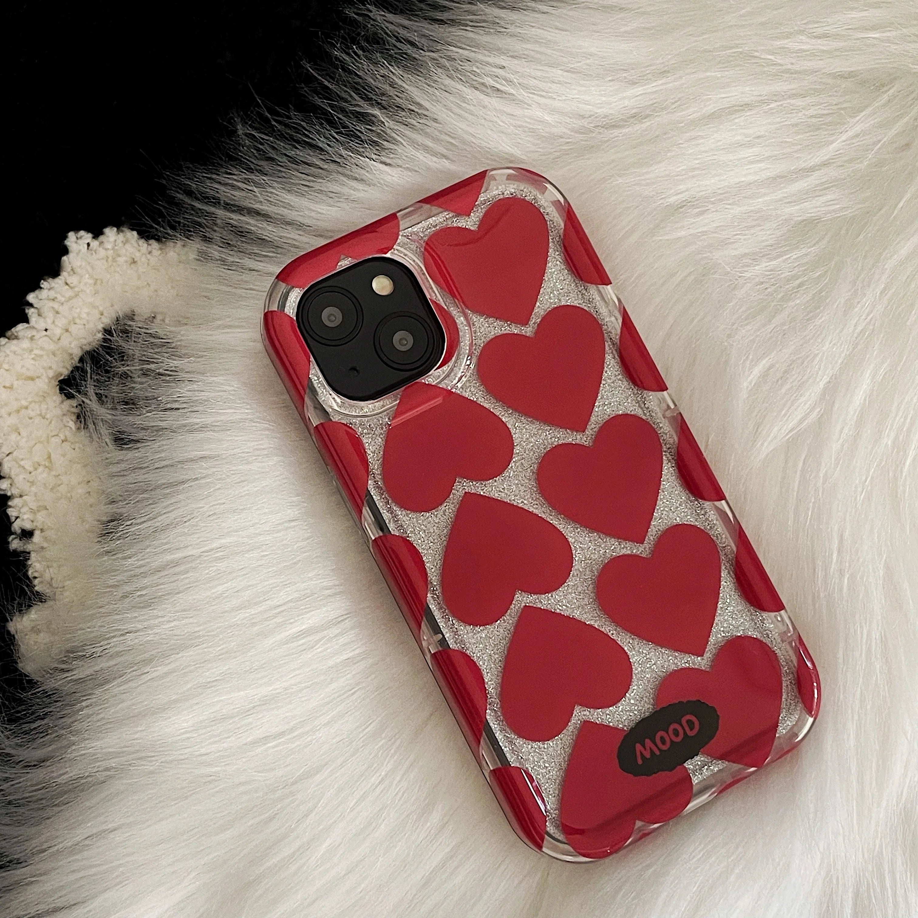 Sparkly Red Heart Patterned Mood Phone Case on Luulla