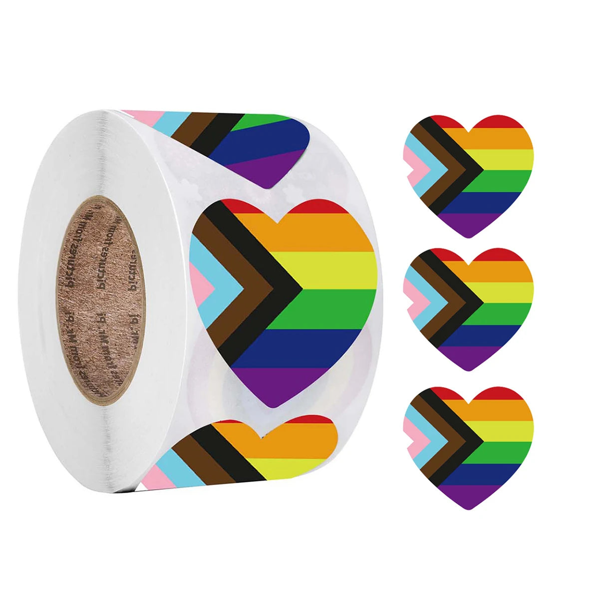 Heart-shaped Pride Flag Stickers Roll 500 Count on Luulla