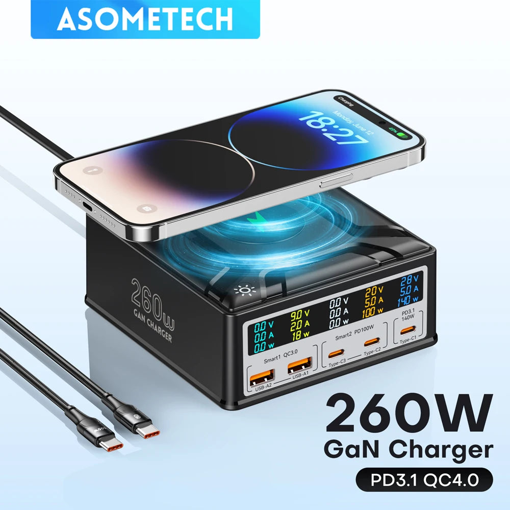 260w Gan Charger Pd31 Qc40 Wireless Charging on Luulla