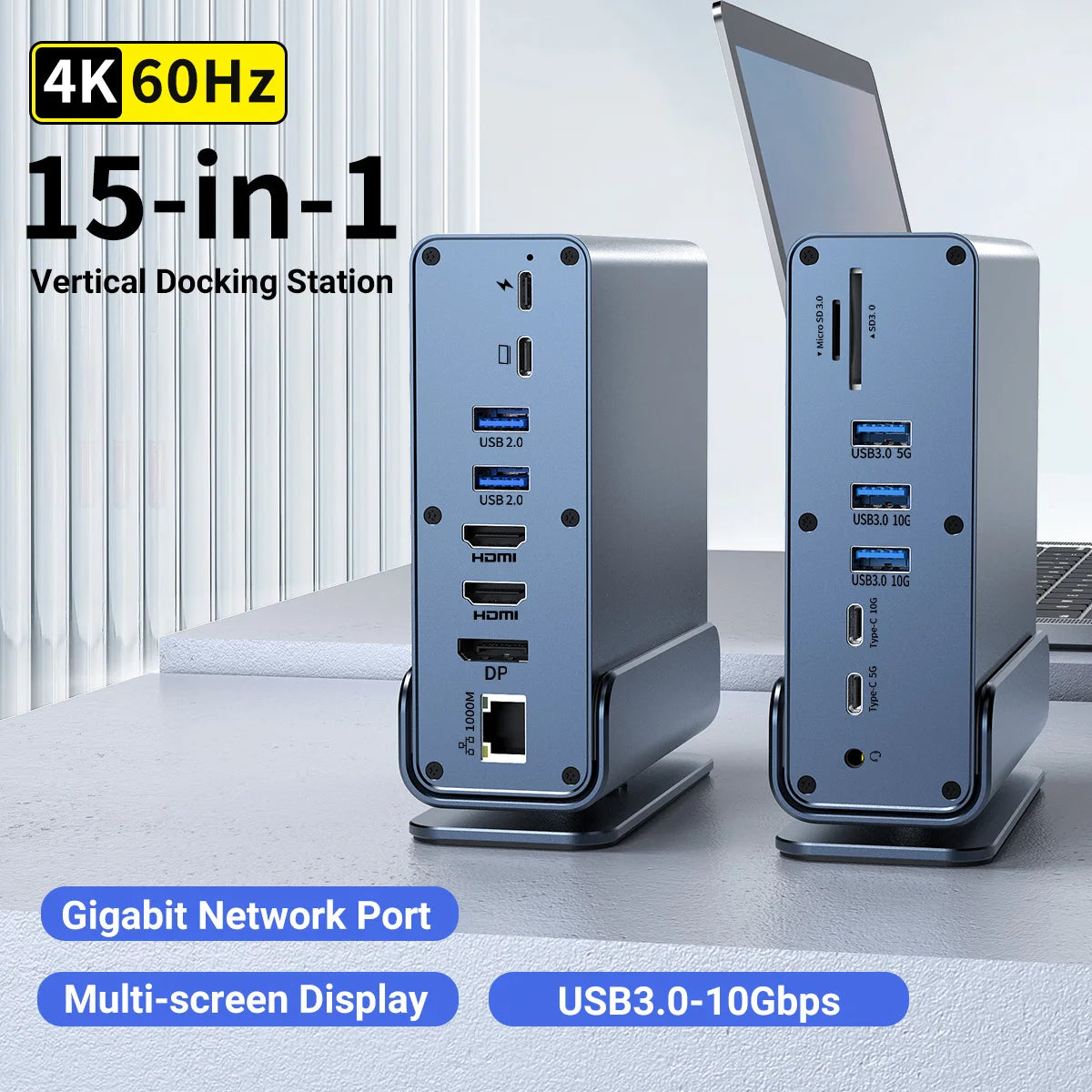 15-in-1 4k 60hz Vertical Docking Station Hub on Luulla