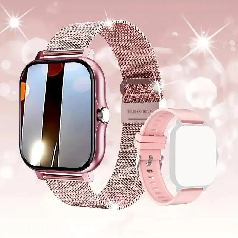 Stylish Rose Gold Smartwatch With Metal Band on Luulla