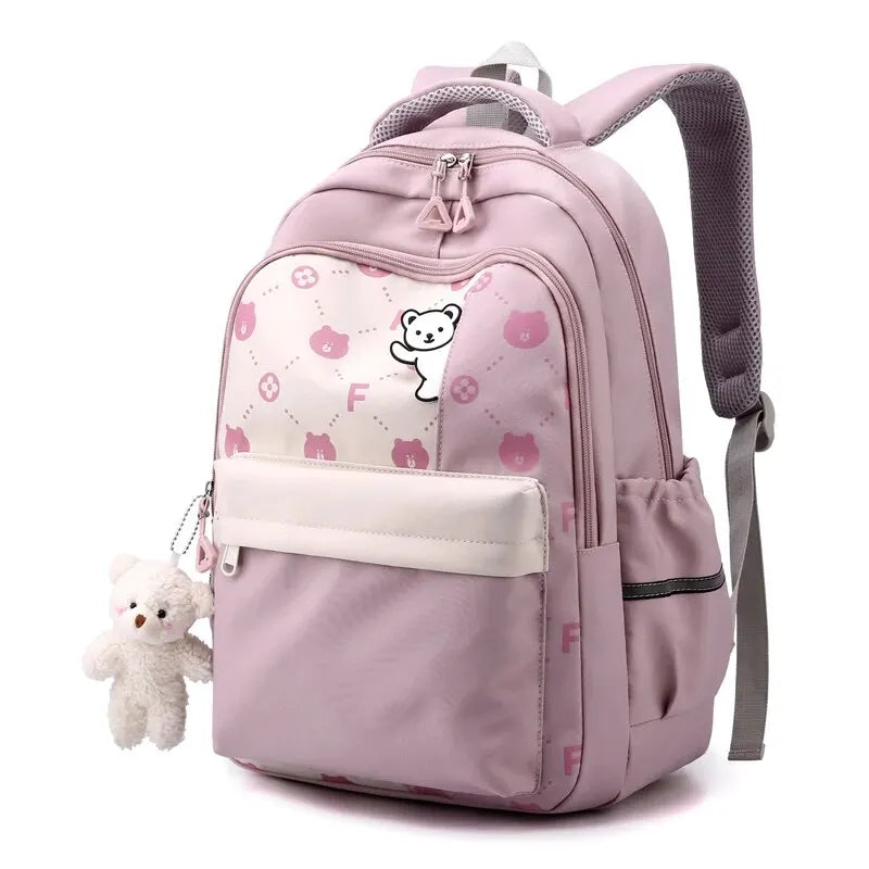Cute Pink Kids Backpack With Teddy Bear on Luulla