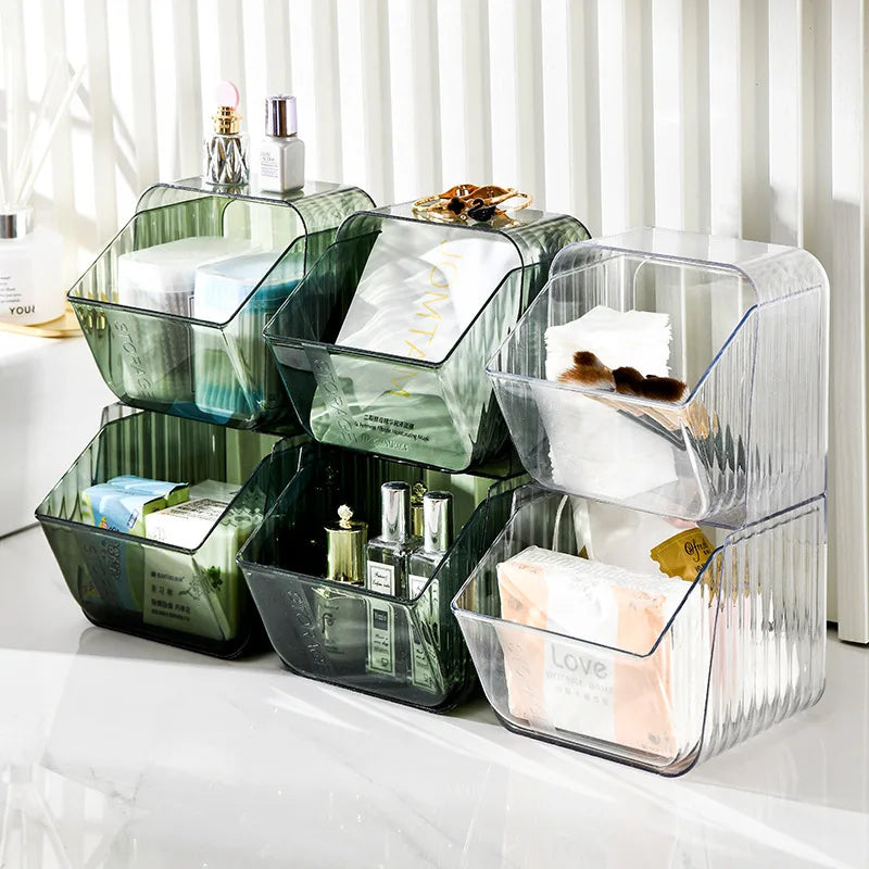 Stackable Transparent Storage Bins For Organizing Essentials on Luulla