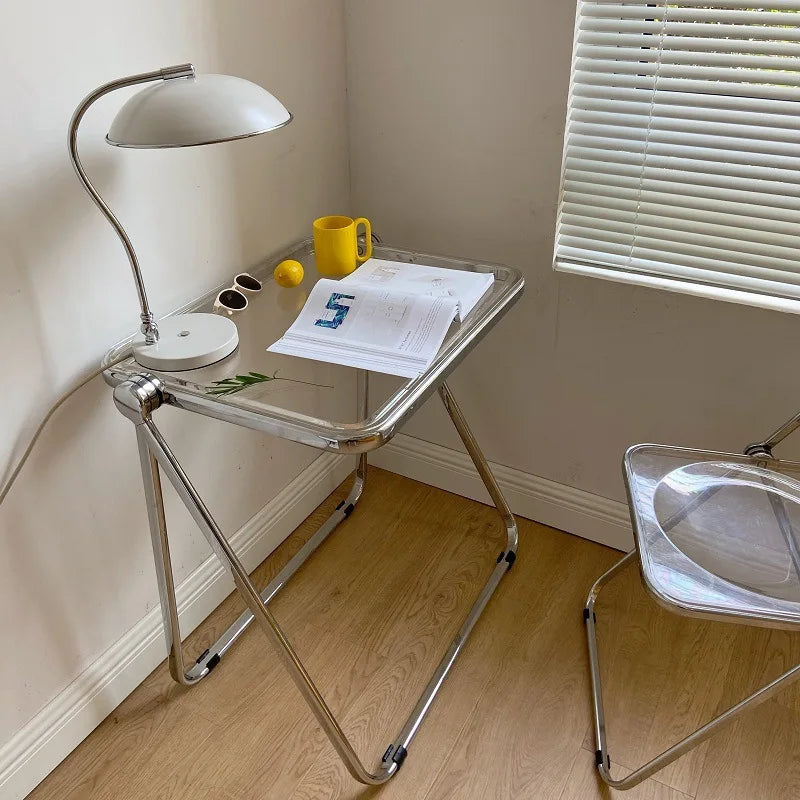 Modern Minimalist Clear Glass And Metal Desk on Luulla
