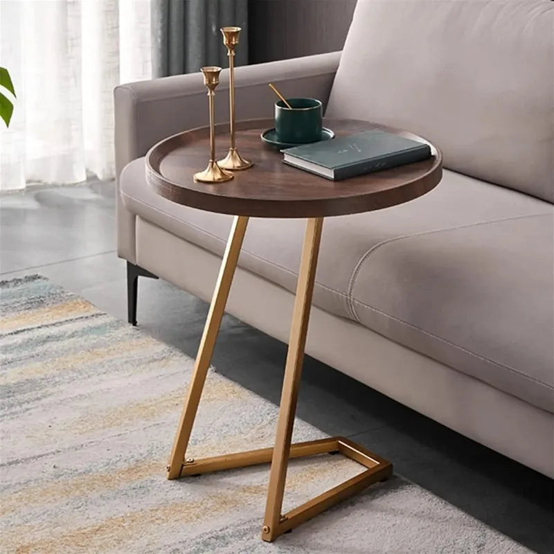 Modern Round Wooden Coffee Table With Gold Legs on Luulla