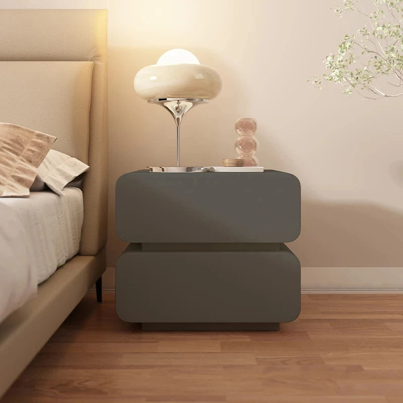 Modern Two-drawer Nightstand With Rounded Edges on Luulla