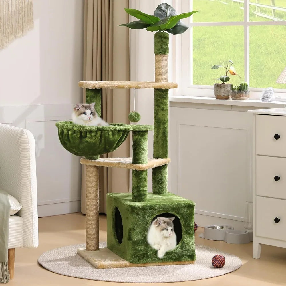 Multi-level Green Cat Tree With Hammock And House on Luulla