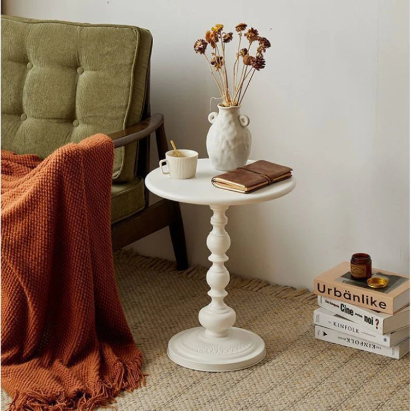 Elegant White Round Pedestal Accent Side Table on Luulla