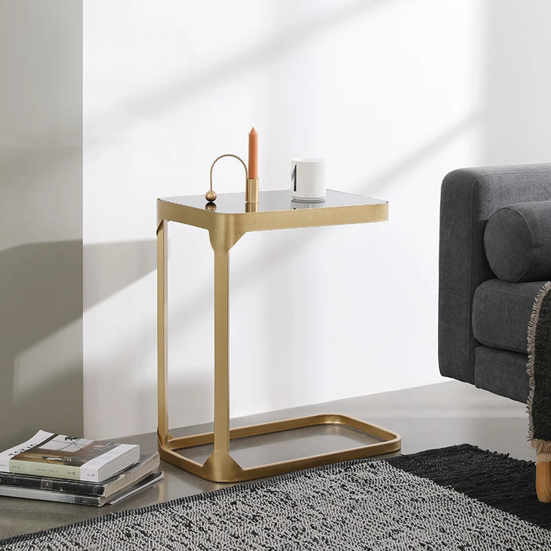 Modern Slim Gold Side Table With Shelf on Luulla