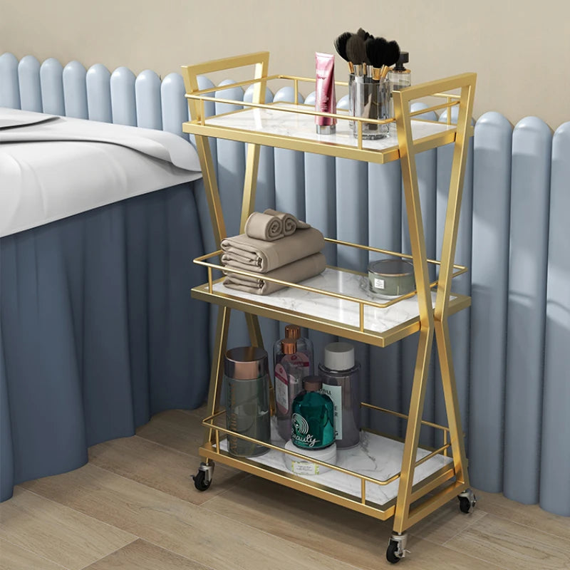 3-tier Gold Rolling Utility Cart With Shelves on Luulla