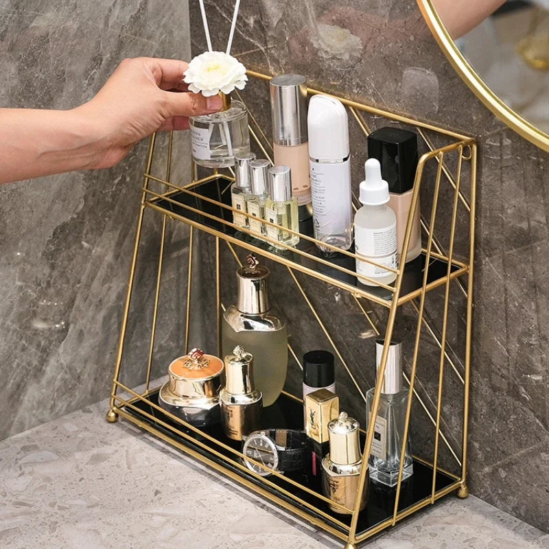 Gold Two-tier Countertop Cosmetic Storage Organizer on Luulla