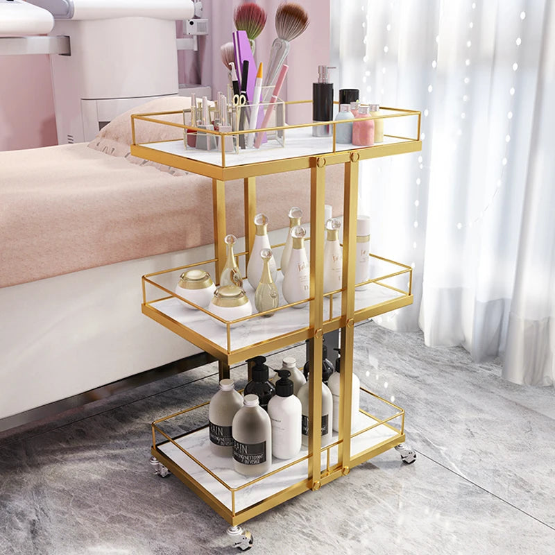 Gold Rolling Three-tier Beauty Storage Cart on Luulla