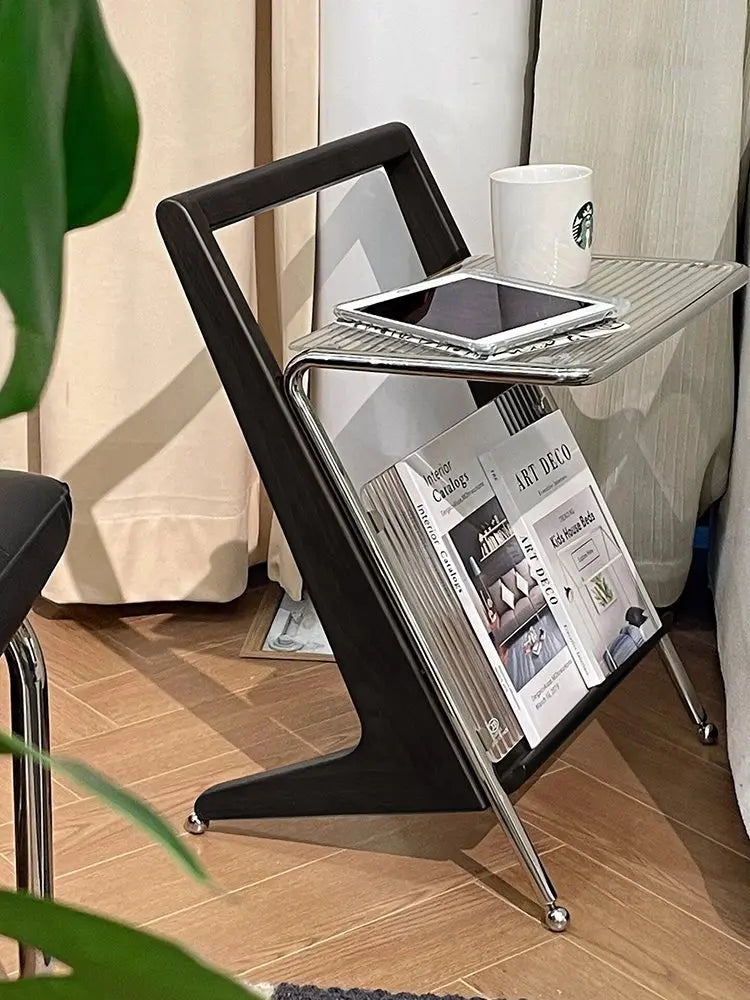 Modern Z-shaped Side Table With Magazine Rack on Luulla