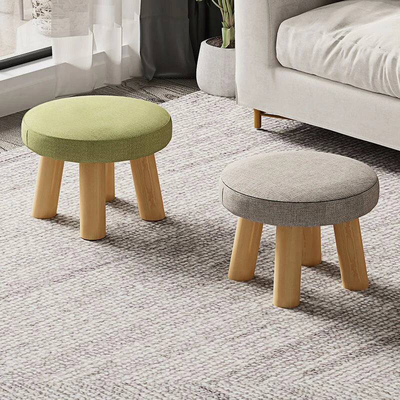 Modern Upholstered Wooden Leg Footstool Set Of Two on Luulla