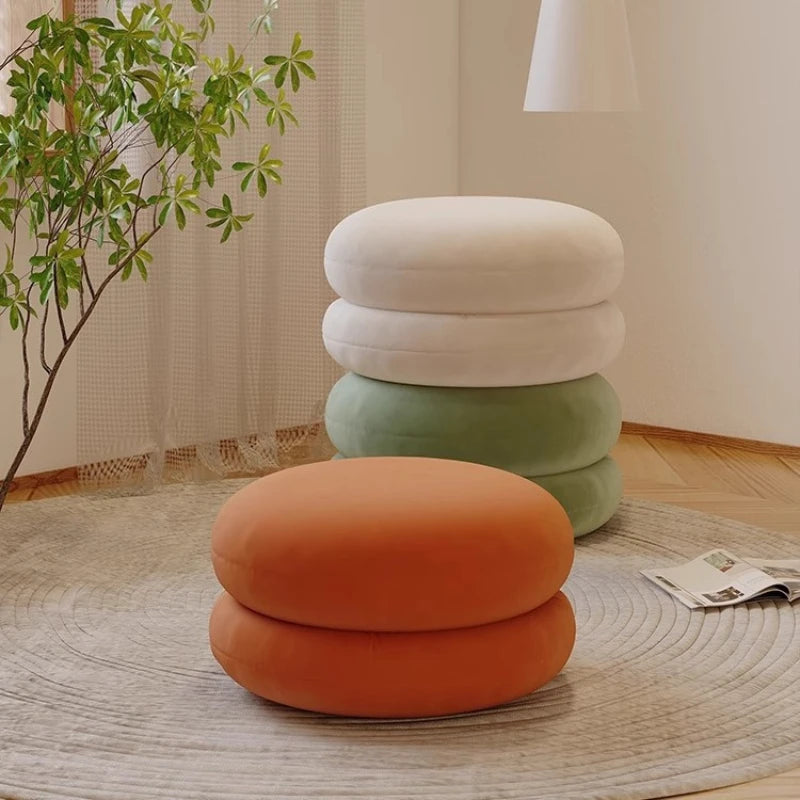 Stackable Modern Velvet Pouf Ottoman Seating Solution on Luulla