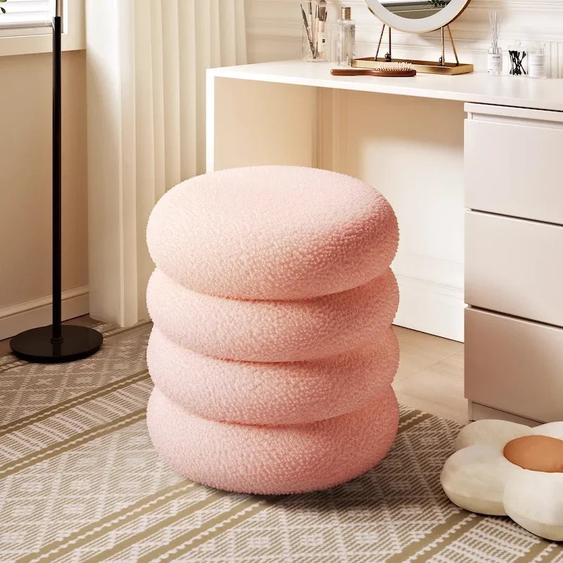 Pink Cozy Plush Stacking Ottoman Foot Stool on Luulla
