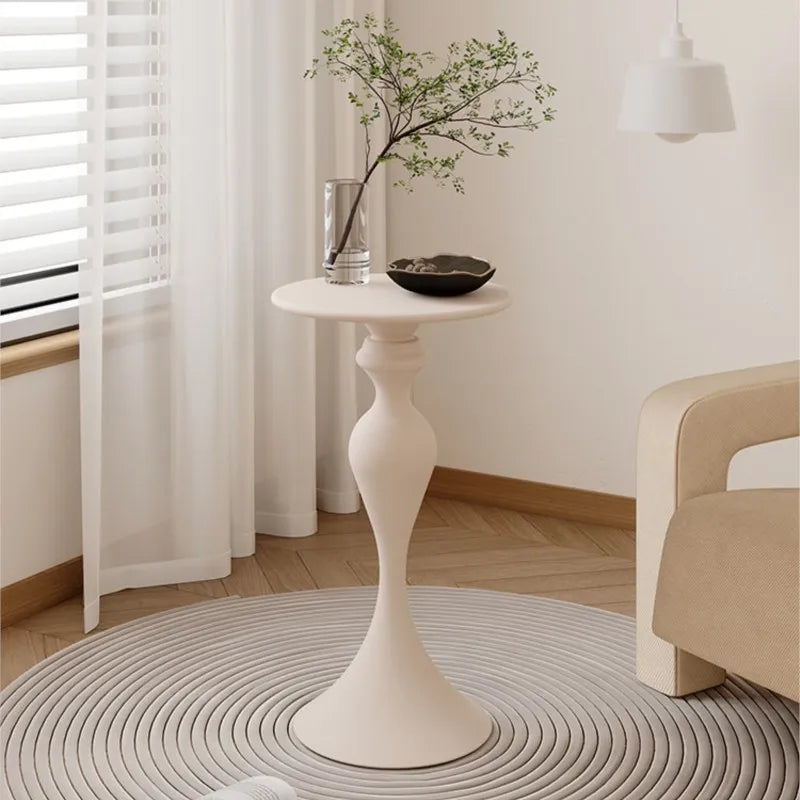 Elegant Modern White Pedestal Accent Side Table on Luulla