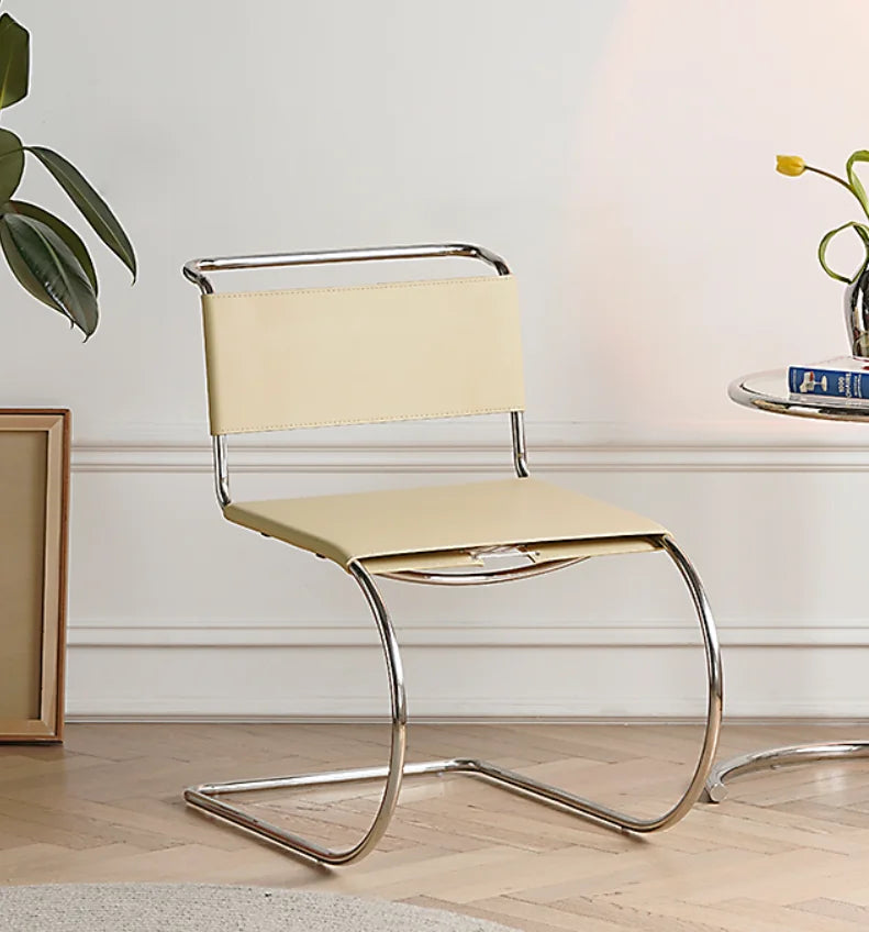 Modern Minimalist Leather And Chrome Accent Chair on Luulla