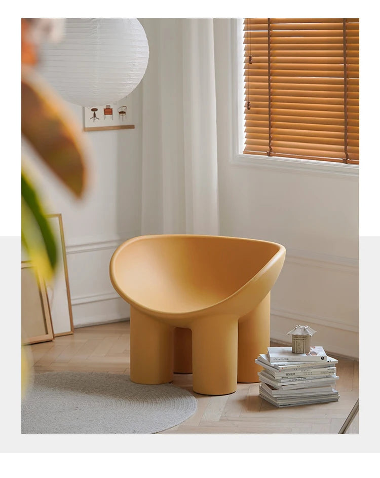 Modern Minimalist Orange Sculptural Accent Chair on Luulla