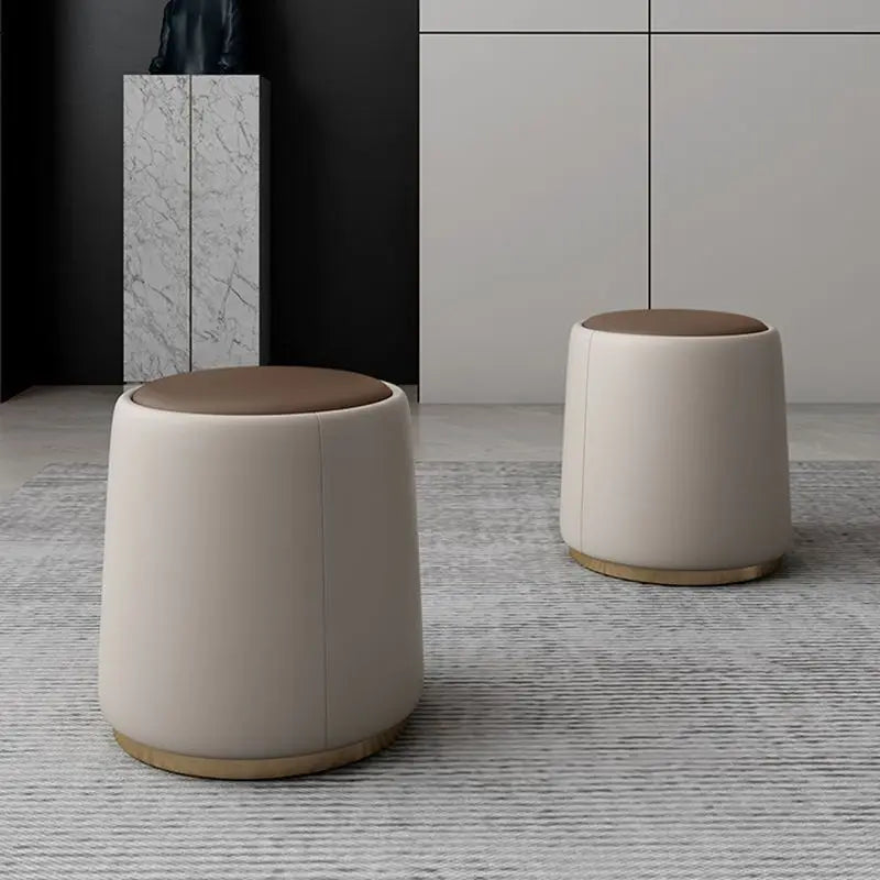 Modern Elegant Faux Leather Round Ottoman Stools on Luulla