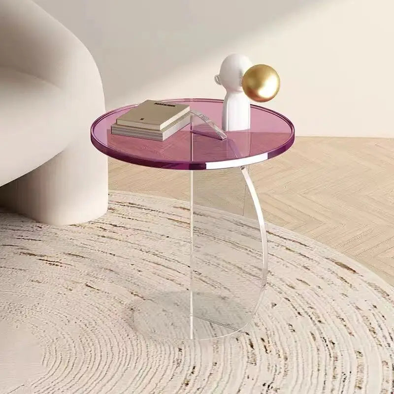 Modern Purple Acrylic Round Side Table Furniture on Luulla