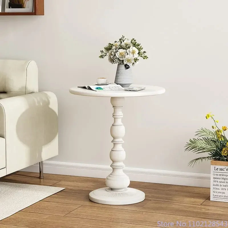 Elegant Round Wooden Pedestal Side Table on Luulla