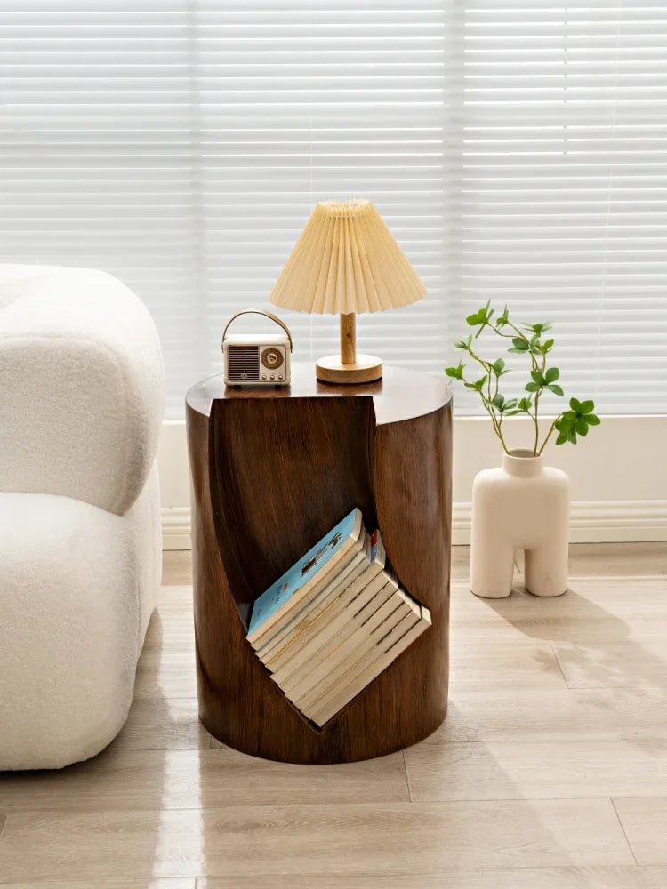 Modern Wooden Side Table With Magazine Storage on Luulla